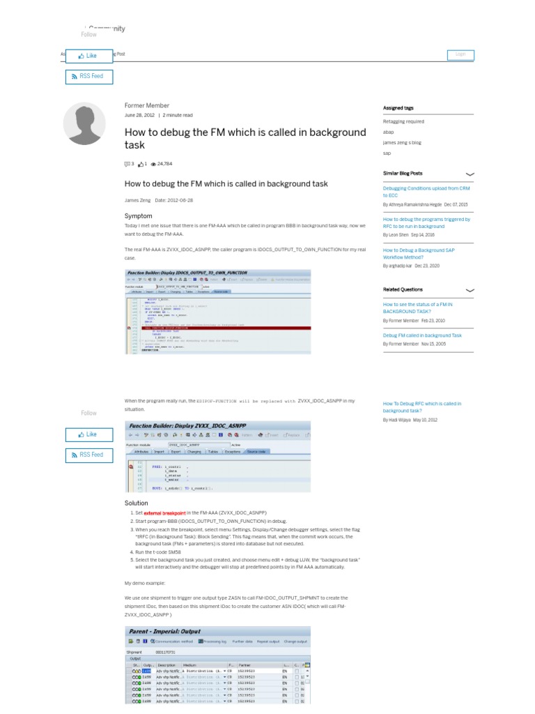 How To Debug The FM Which Is Called in Background Task - SAP Blogs | Download Free PDF ...