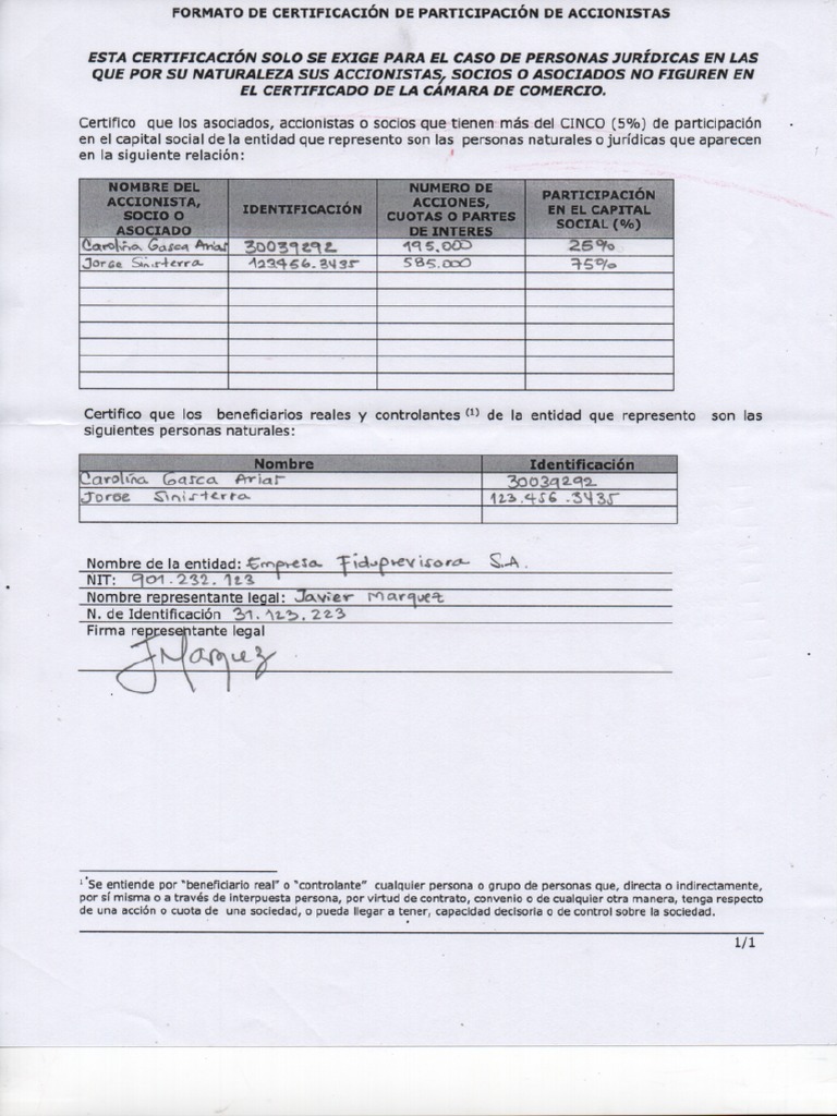 5-Certificado de participacion de accionistas | PDF