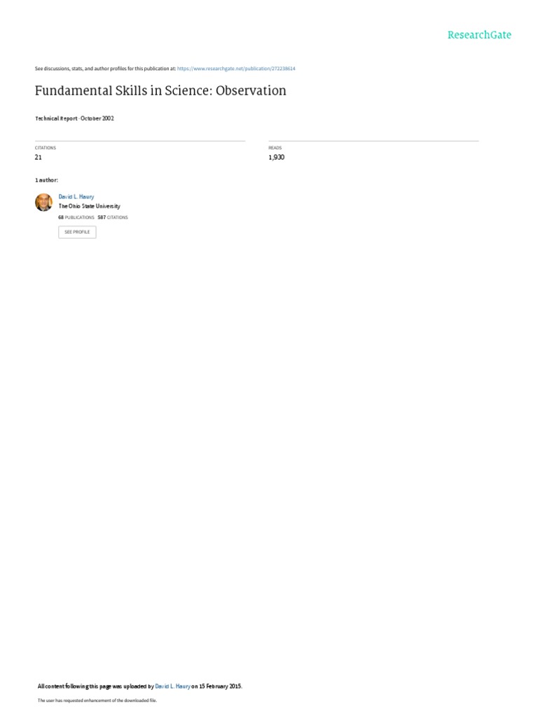 Fundamental Skills in Science: Observation: October 2002 | PDF ...