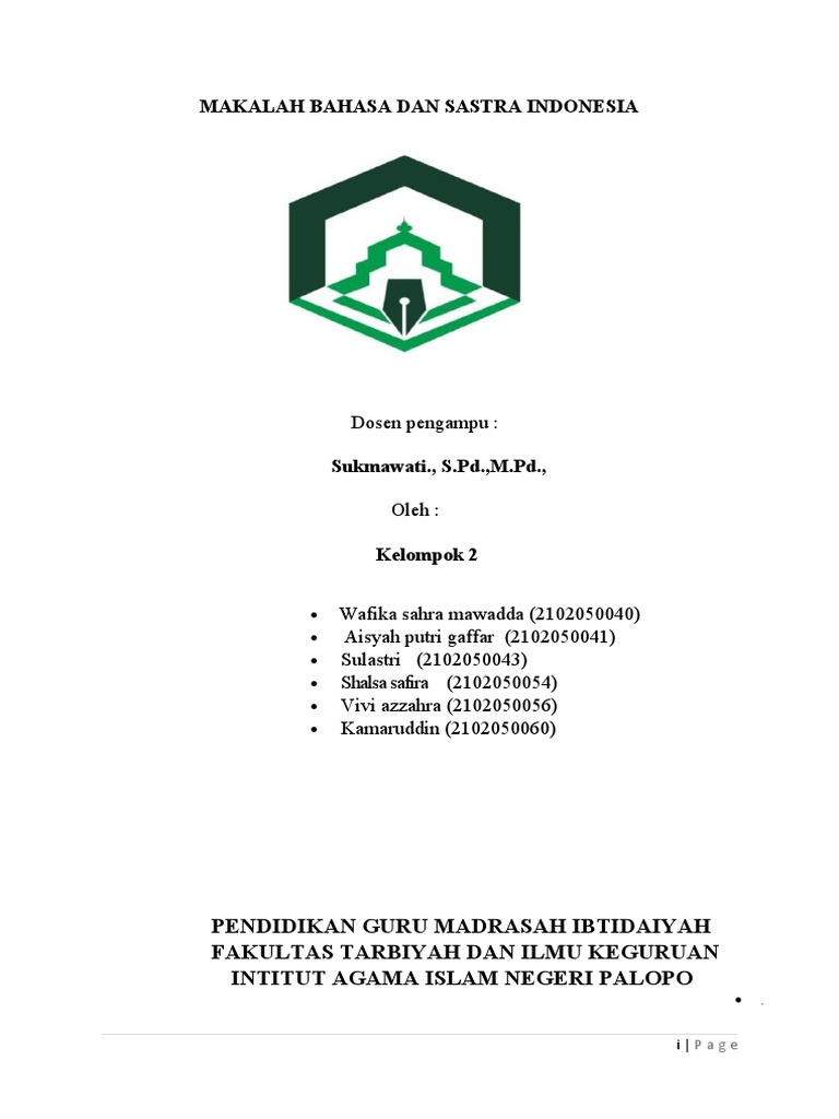 Makalah Kelompok 2 BHS Dan Sastra Indonesia | PDF