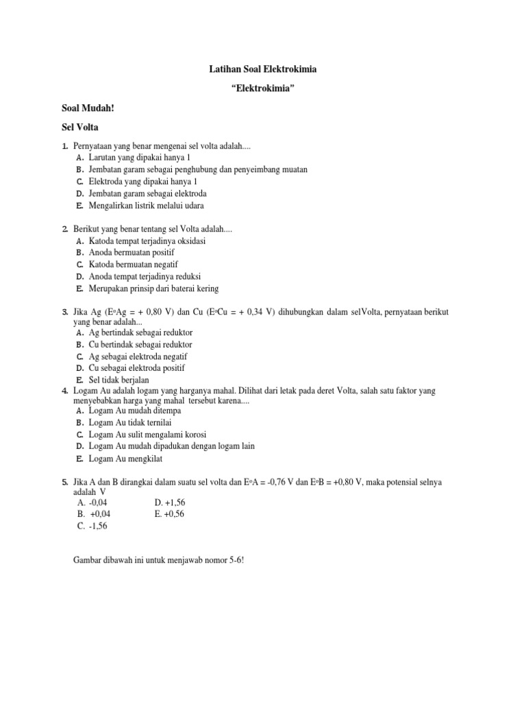 Latihan Soal Elektrokimia Bertahap | PDF | Metode & Bahan Ajar | Sains & Matematika
