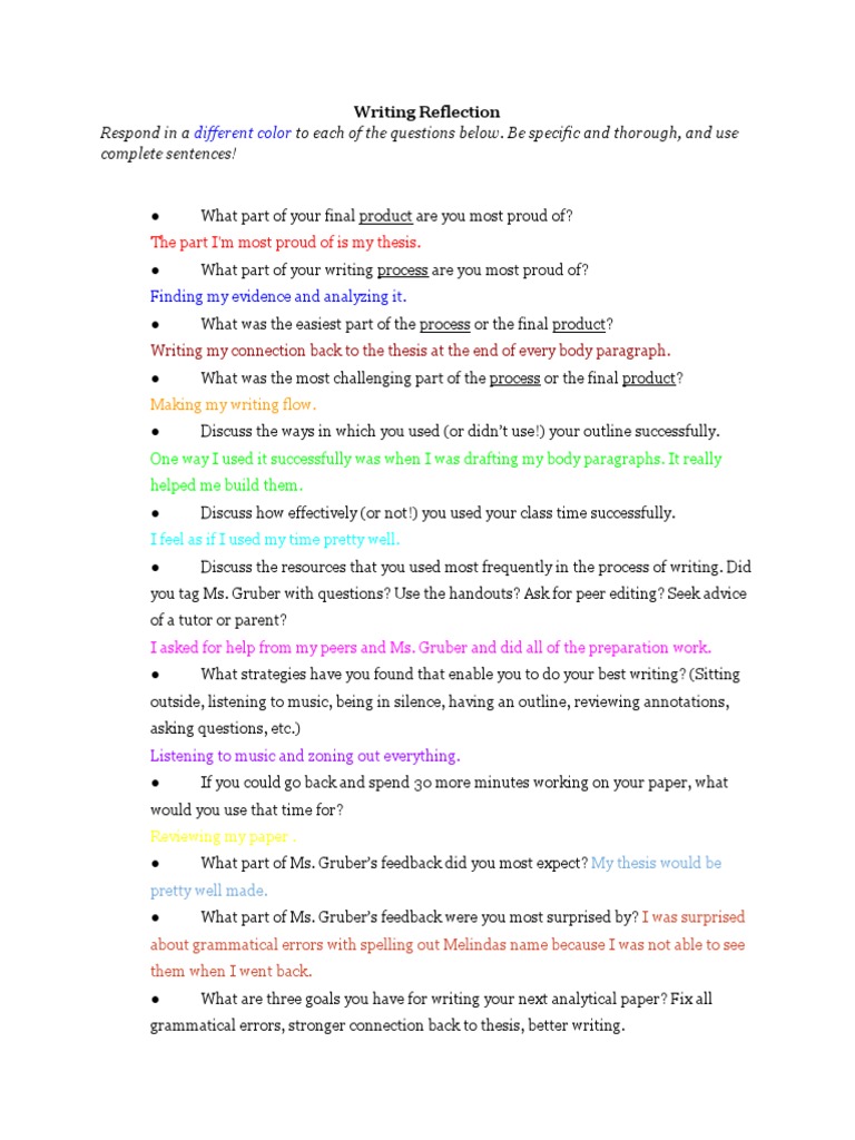 Speak Writing Reflections | PDF | Career & Growth | Language Arts ...