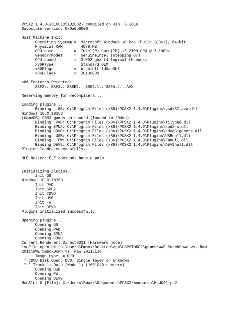 Emu Log | PDF | Booting | Bios