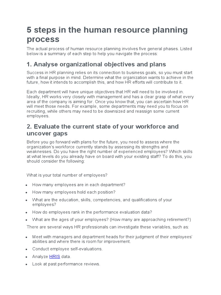 5 Steps in The Human Resource Planning Process | PDF | Human Resource ...