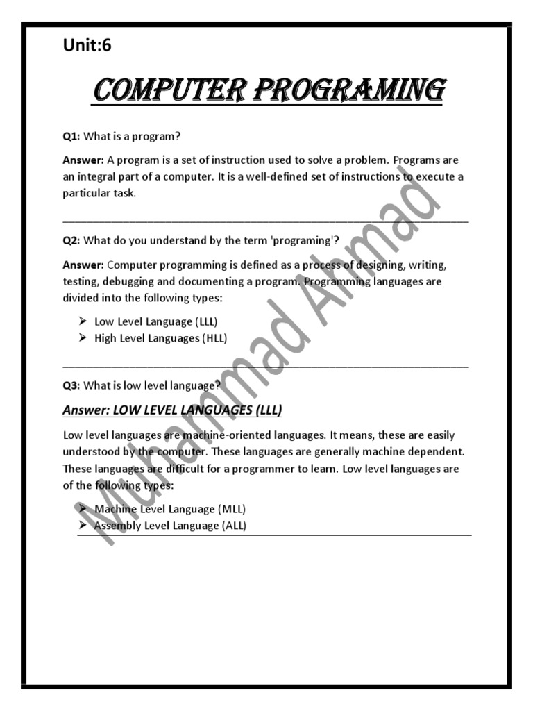 Computer Programing: Unit:6 | PDF | Computer Programming | Compiler