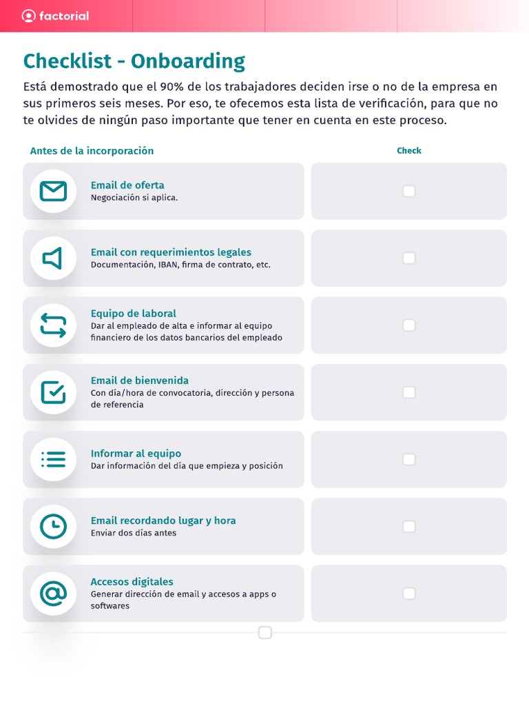 Check List Onboarding | PDF | Informática | Business