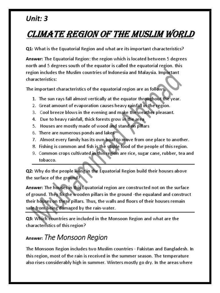 Climate Region of The Muslim World: Unit: 3 | PDF | Rain | Desert