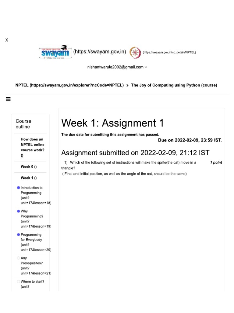Nptel Assignment 1 | PDF