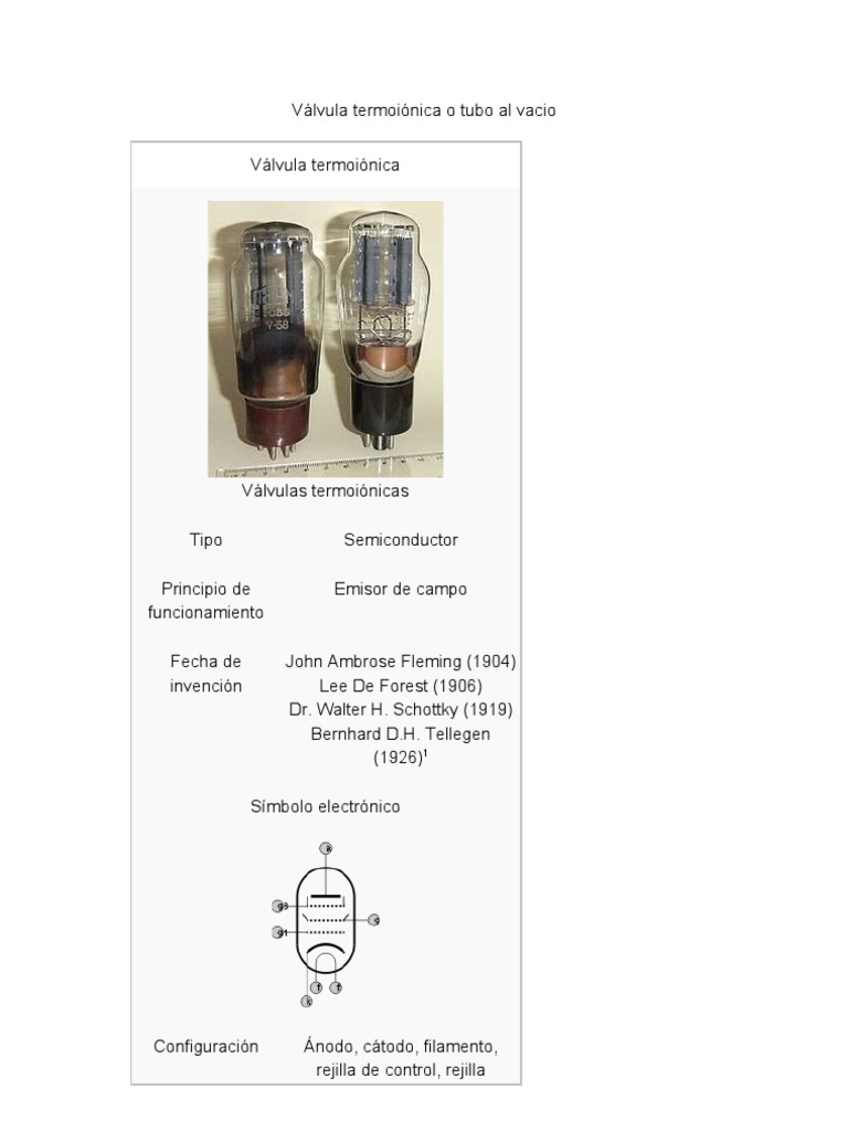 Válvula Termoiónica o Tubo Al Vacio | PDF | Tubo vacío | Electromagnetismo
