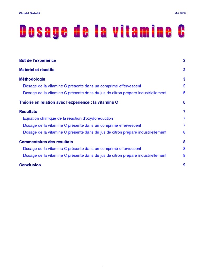 Dosage de La Vitamine C - Beta | PDF | Vitamine C | Acide