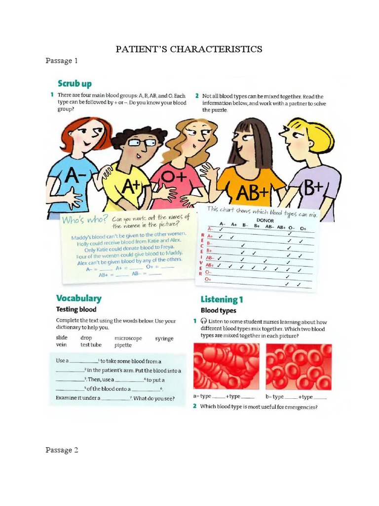 Patient'S Characteristics: Passage 1 | PDF | Blood Type | Theory