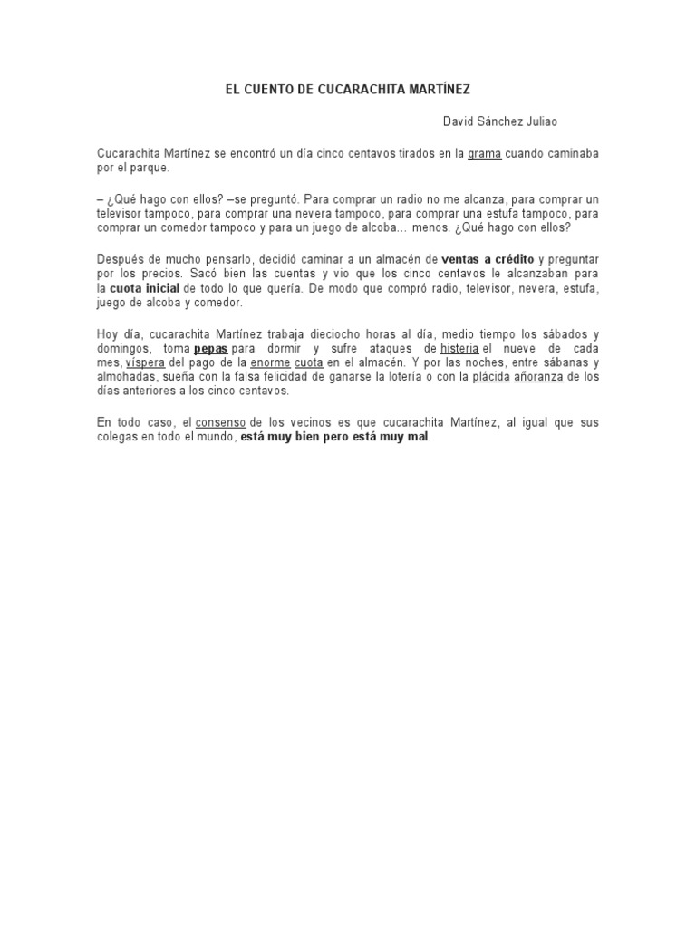 El Cuento de Cucarachita Martínez | PDF