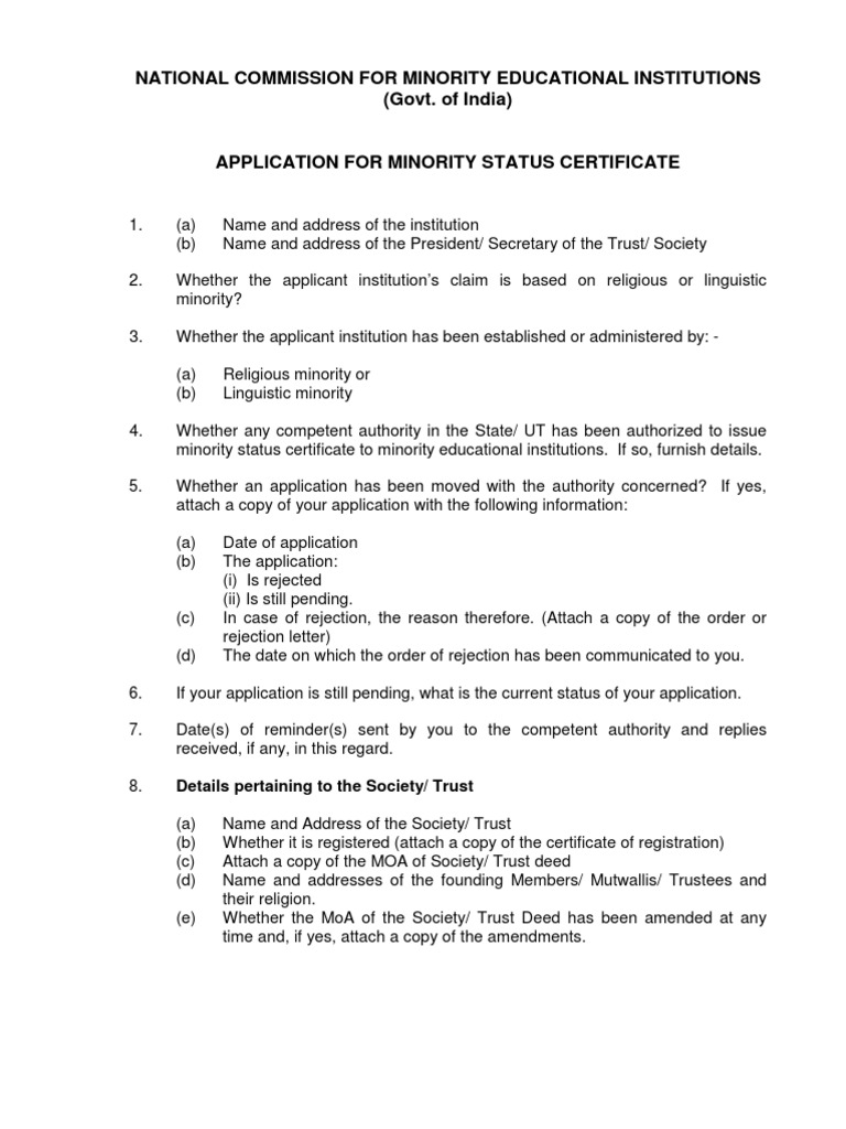 6fb6dce1 - Form-Minority Status Certificate | PDF | Trust Law ...