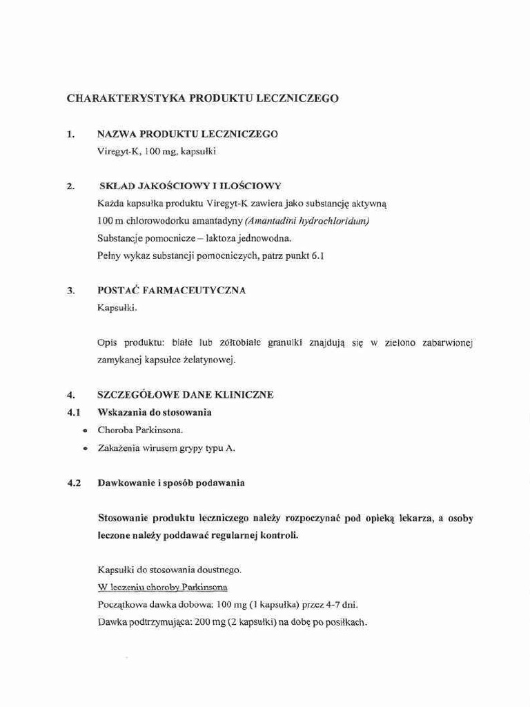 Amantadyna Viregyt - K - Kaps - 100mg | PDF