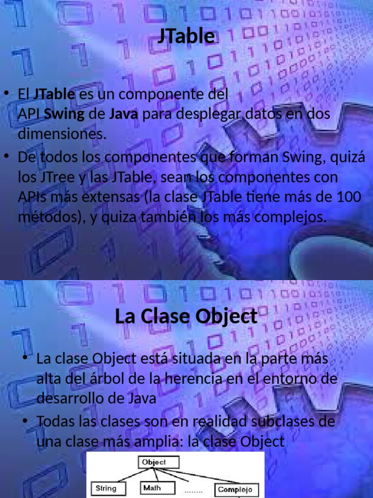 JTable | PDF | Java (lenguaje de programación) | Herencia (Programación Orientada a Objetos)