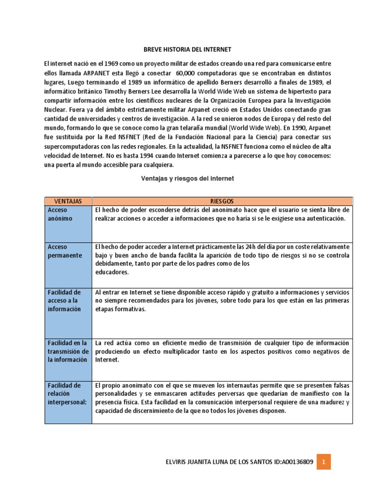 Unidad 4. Actividad 1. Internet. Entregable | PDF | Internet | Internet ...