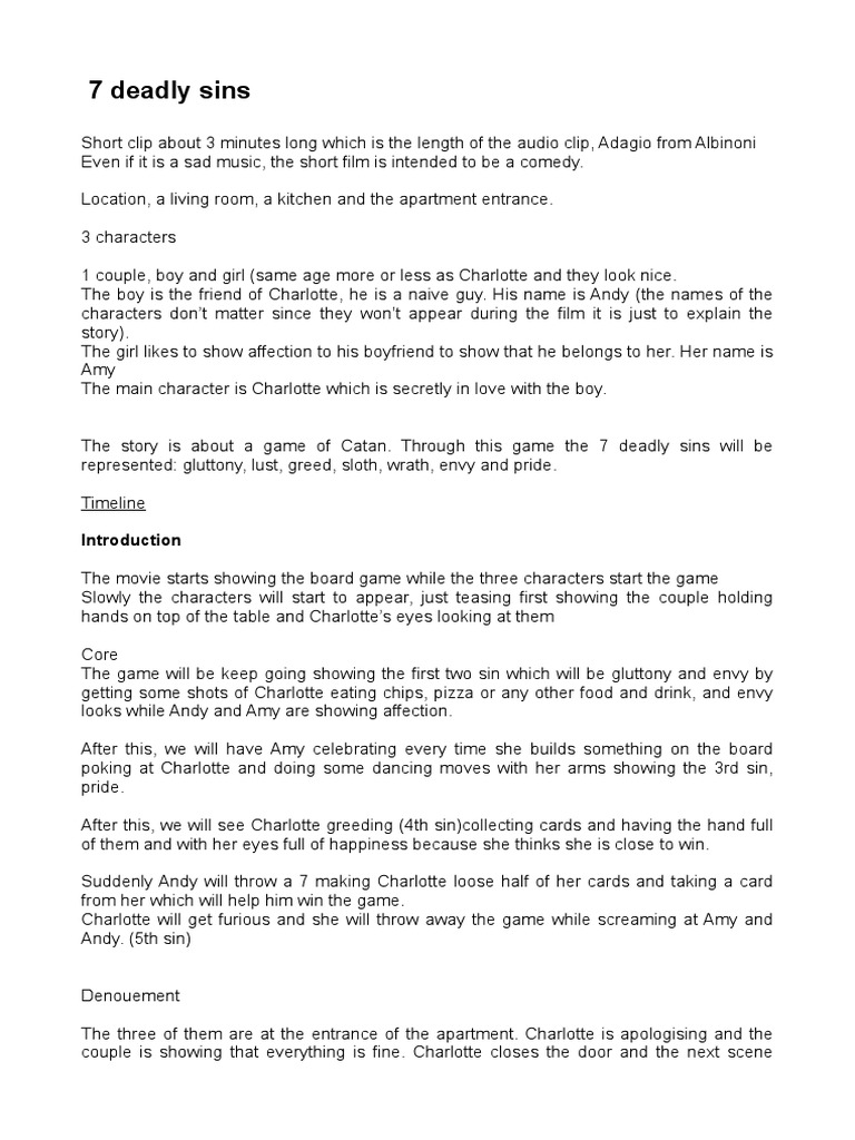 7 Deadly Sins Short Film | PDF | Seven Deadly Sins