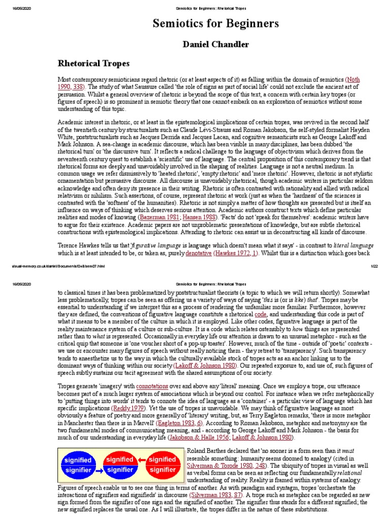Semiotics For Beginners - Rhetorical Tropes | PDF | Metaphor | Irony