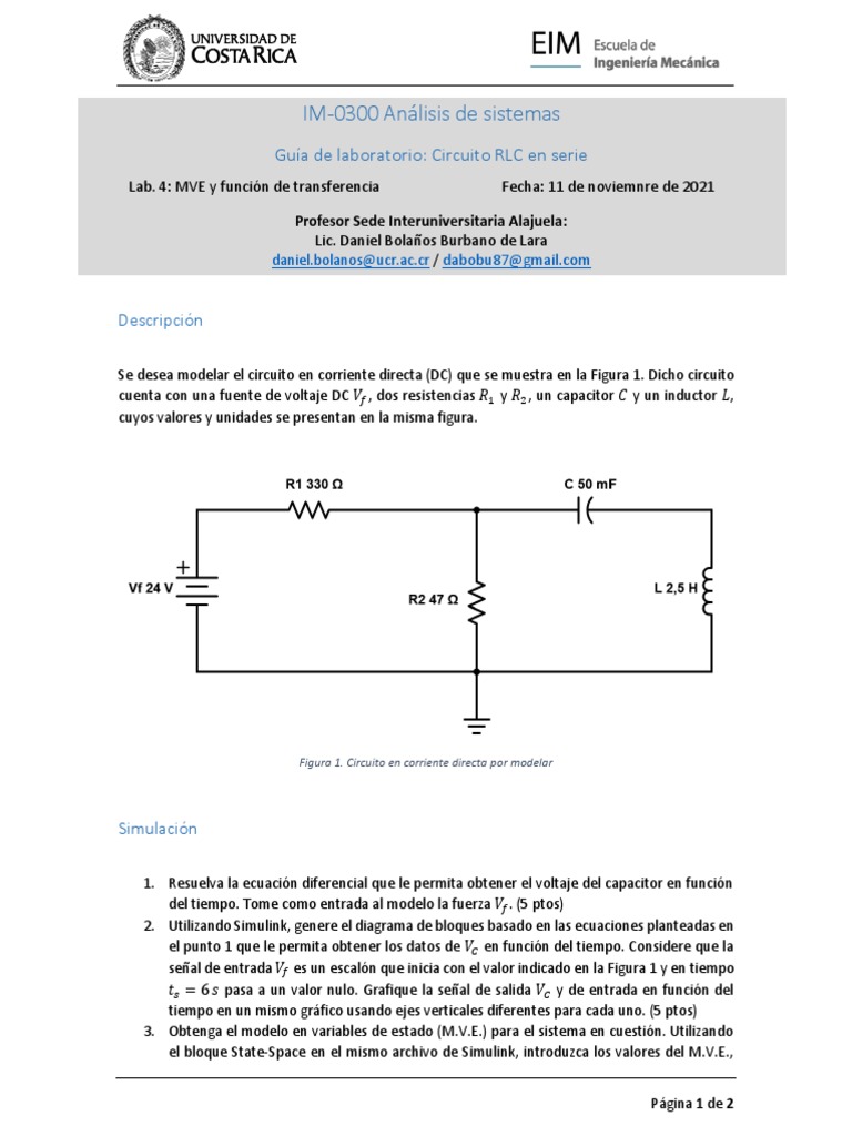 Lab 4 Mve Series RLC II-2021 | PDF | Red eléctrica | Condensador