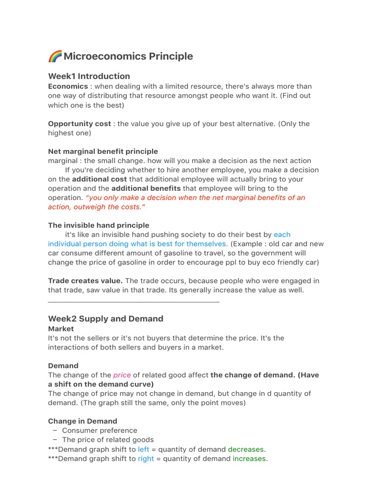 Microeconomics Principle: Week1 Introduction | PDF | Demand | Economic ...