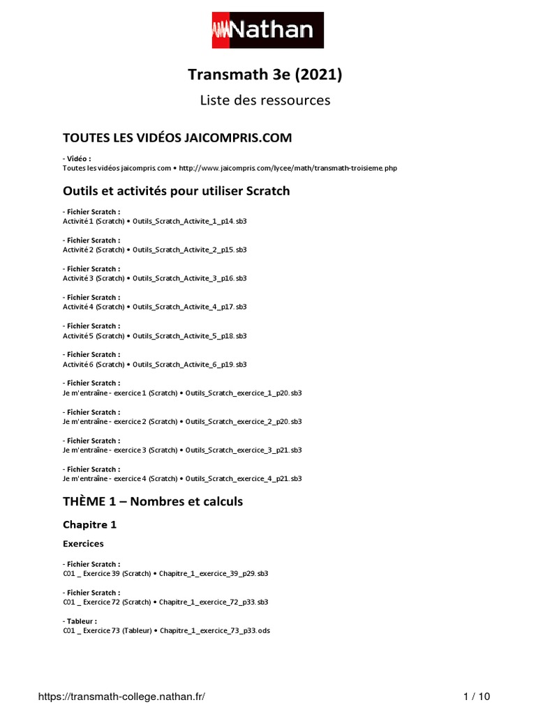 Ressources Transmath 3e 2021 | PDF | Mathématiques