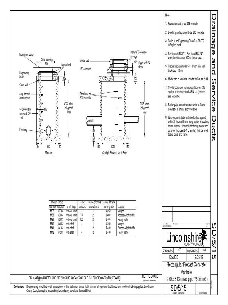 SD 5 15 Rectangular Precast Concrete Manhole 1220 X 813 Max. Pipe 750mm ...