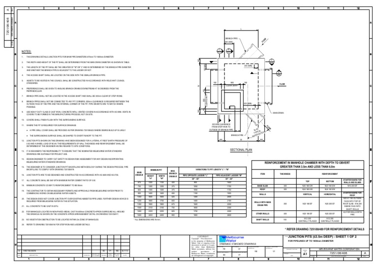 Notes:: Reinforcement in Manhole Chamber With Depth To Obvert Greater ...