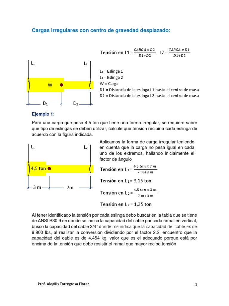 5c. Cargas Iregulares Con Centro de Gravedad Deslazado - Ejercicios | PDF