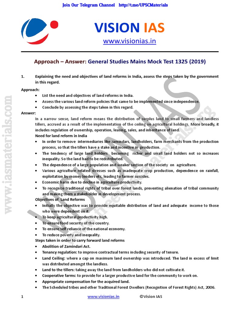 Vision IAS Mains 2019 Test 4 English Answers | PDF | Inflation | Taxes