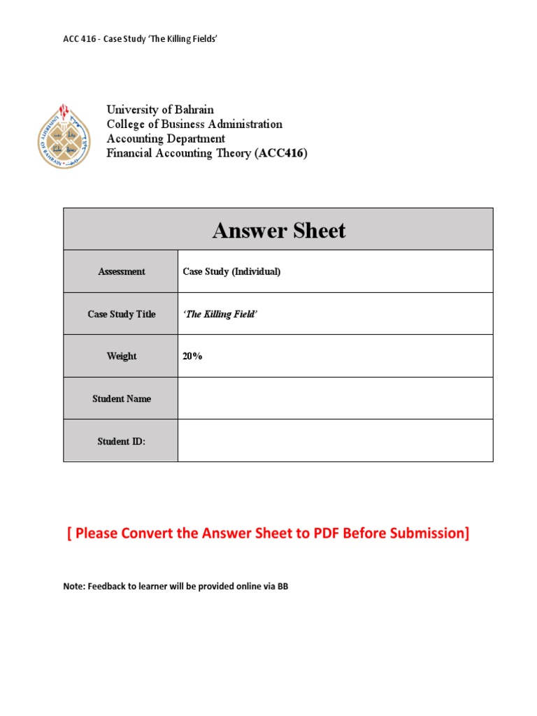 ACC416 - Case Study - Answer Sheet | PDF | News | Mass Media