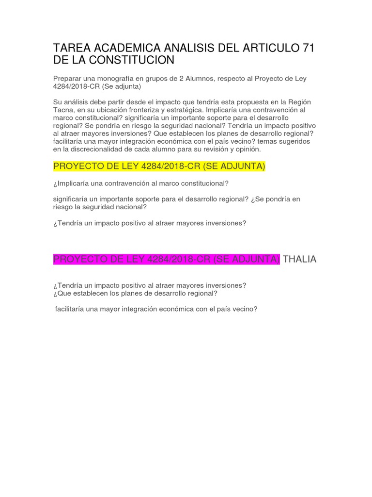 Tarea Academica Analisis Del Articulo 71 de La Constitucion | PDF