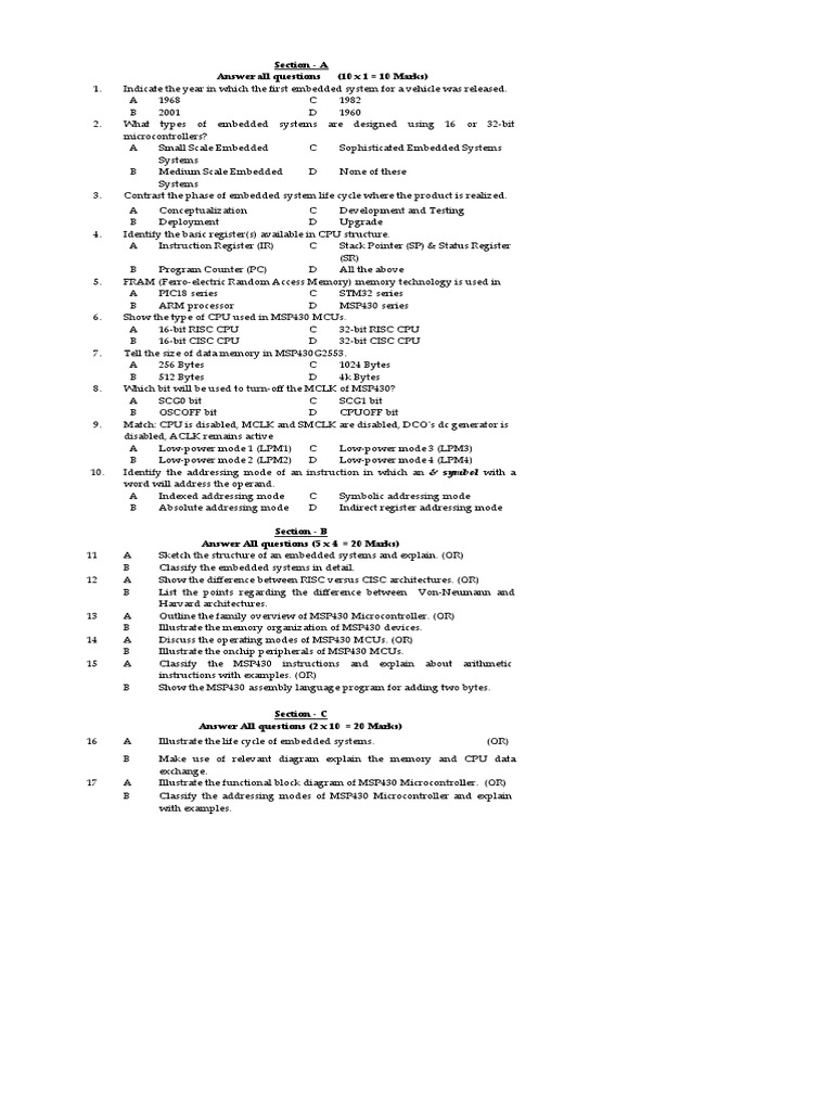 Embedded Systems and MSP430 Overview | PDF | Microcontroller | Central ...