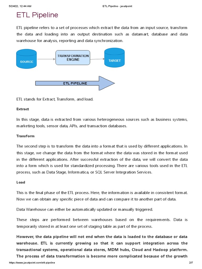 ETL Pipeline - Javatpoint | PDF | Information Science | Computer Science