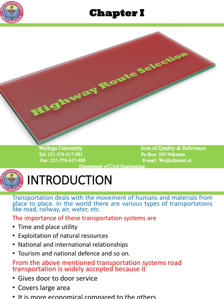 Chapter I: Introduction to Highway Transportation and Engineering | PDF ...