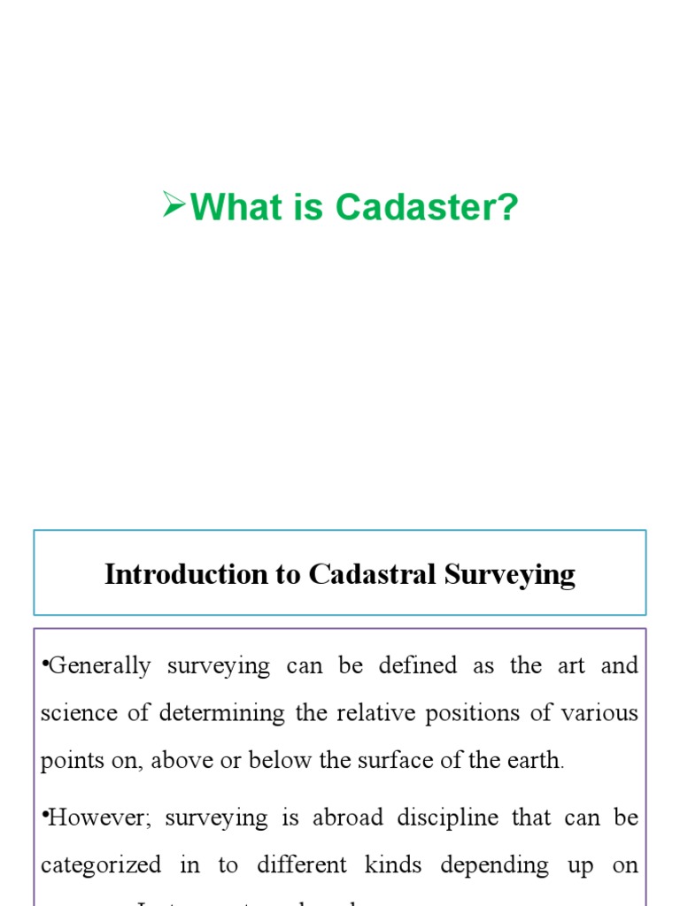 Cadastral PPT (Unit 1) | PDF | Land Lot | Surveying