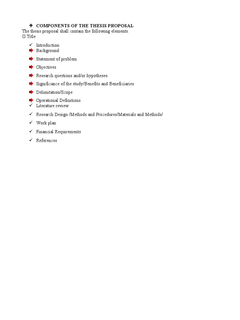 Components of The Thesis Proposal | PDF