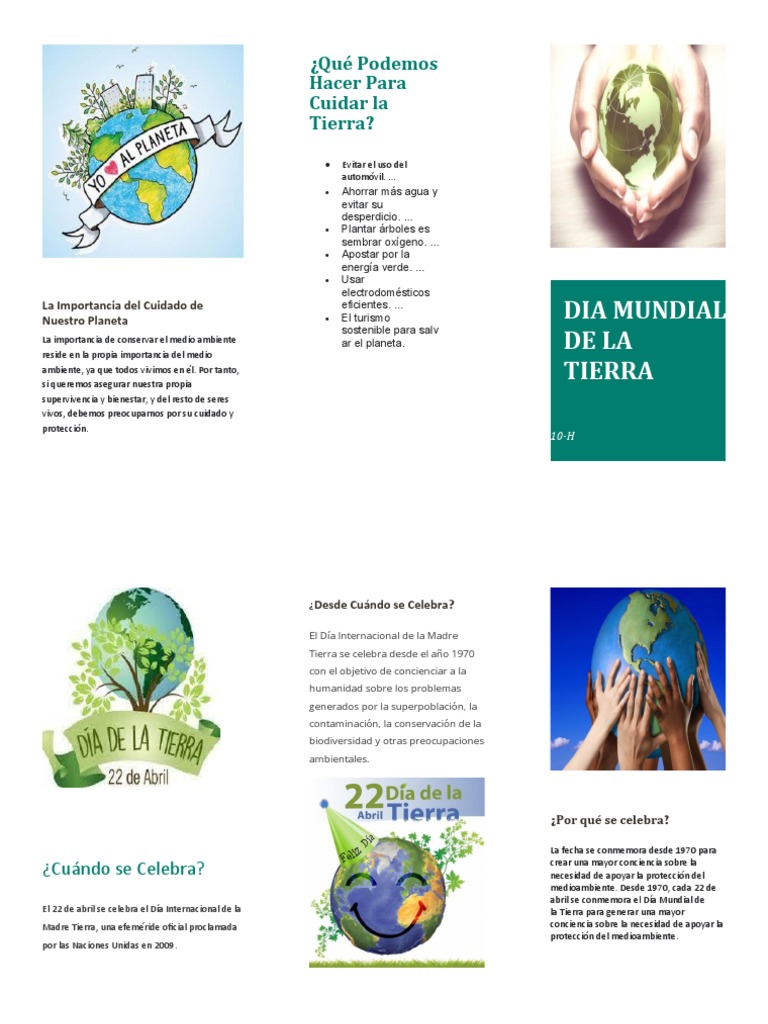 folleto dia de la tierra. | PDF | Sustentabilidad | Ciencias de la Tierra