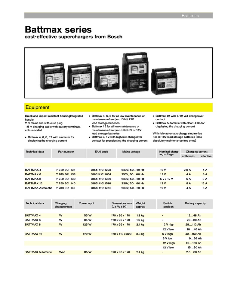 Bosch Battmax Series Overview | PDF | Mains Electricity | Metrology
