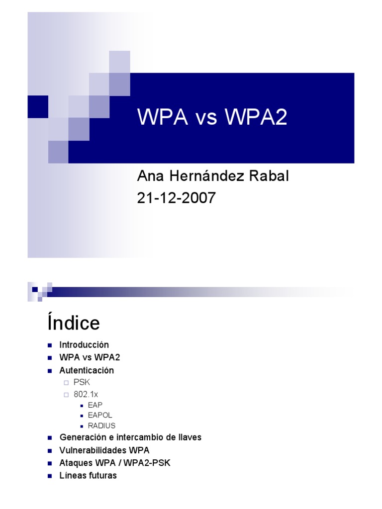 Comparativa entre WPA y WPA2 | PDF | Transmisión de datos | Estándares ...