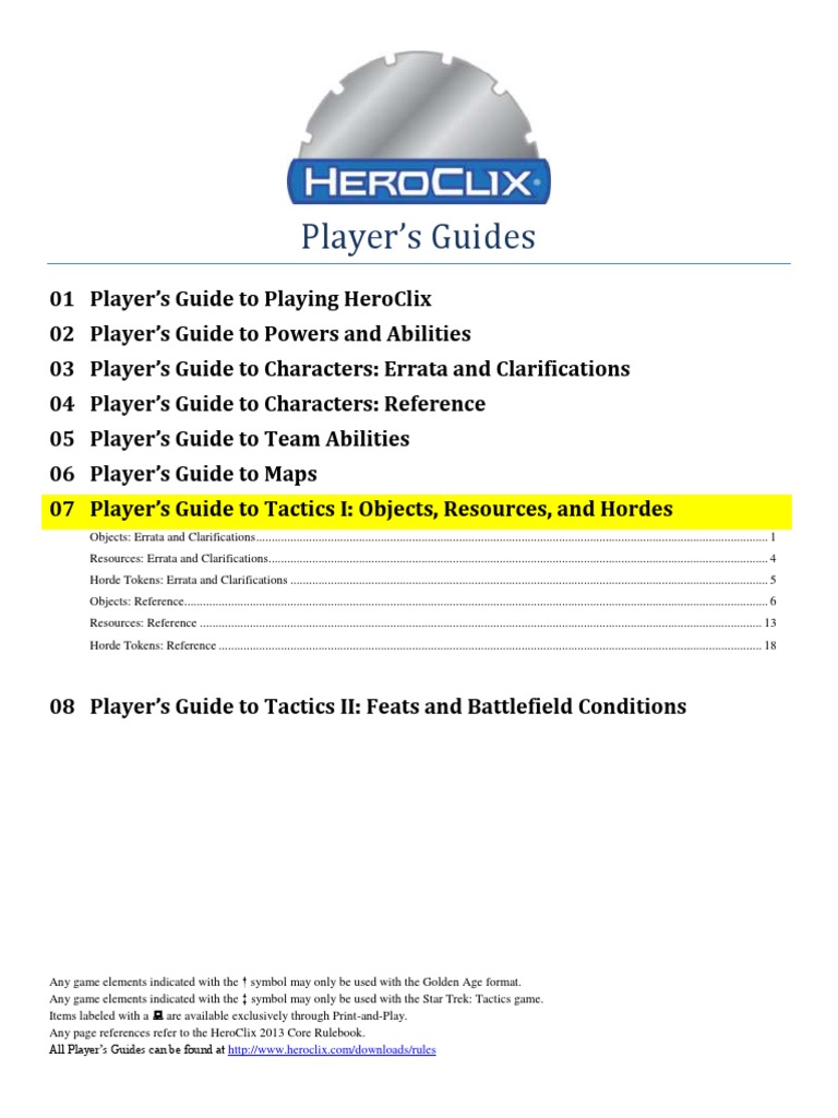 HeroClix Objects and Rules Guide | PDF
