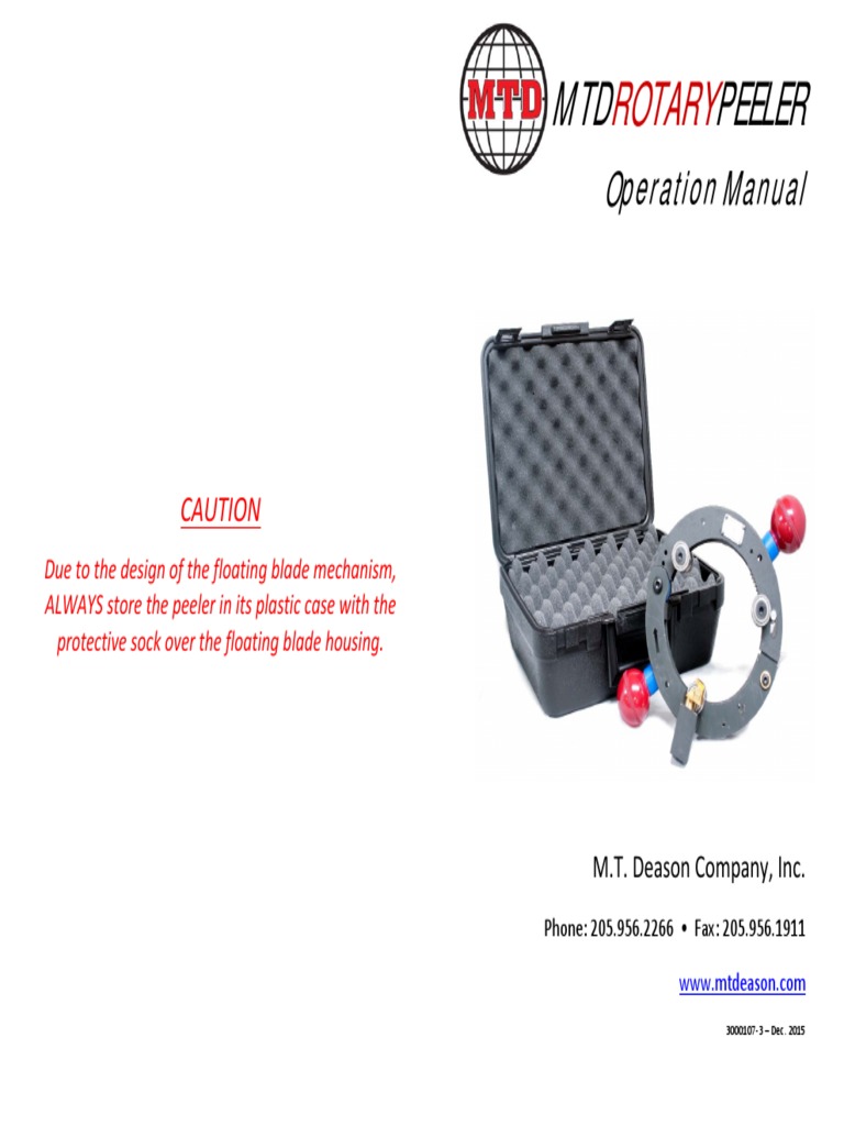 Rotary Peeler Instruction Manual | PDF | Bearing (Mechanical) | Pipe ...