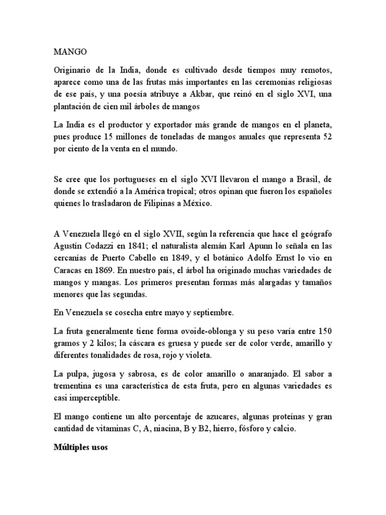 El Mango | PDF | Mango | Antioxidante