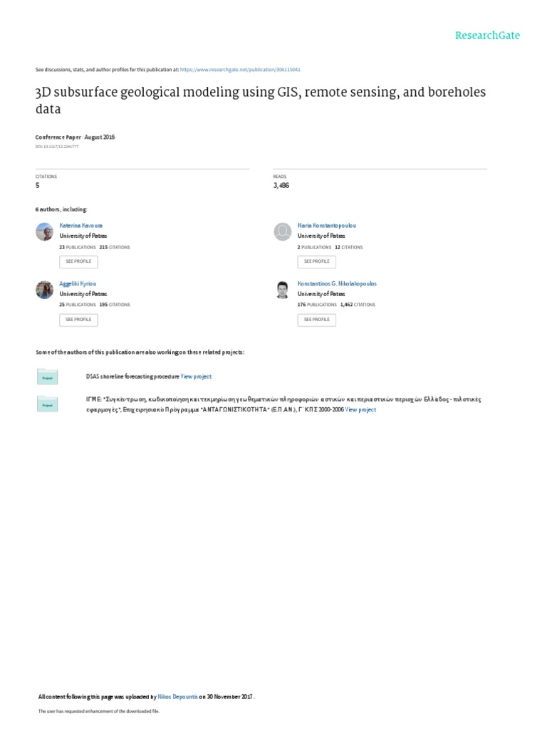 3D Subsurface Geological Modeling Using GIS, Remote Sensing, and Boreholes Data | PDF ...