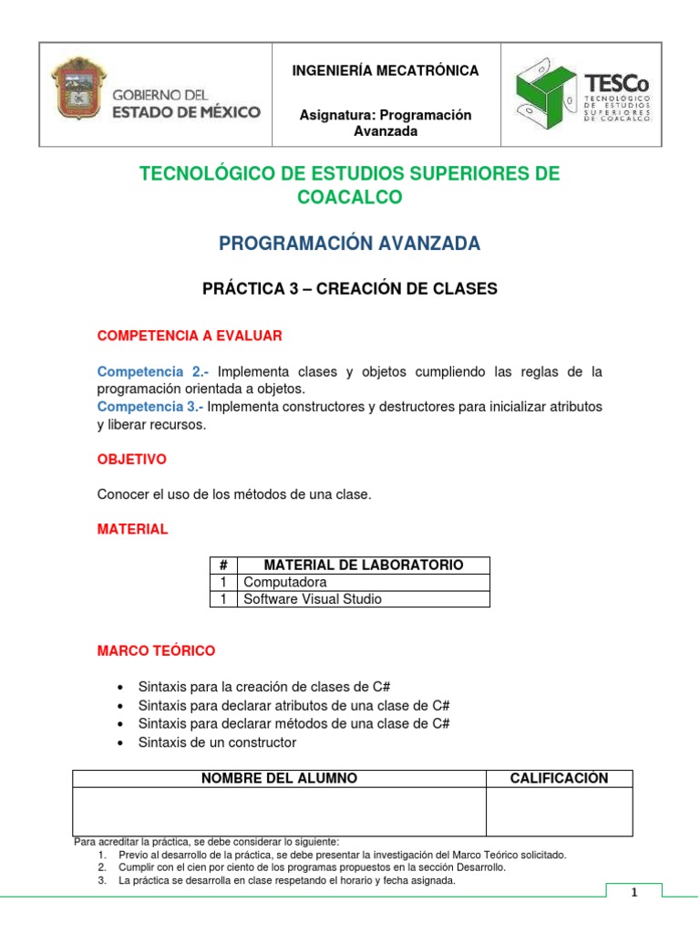 Practica 3 - Metodos y Clases | PDF | C Sharp (lenguaje de programación ...