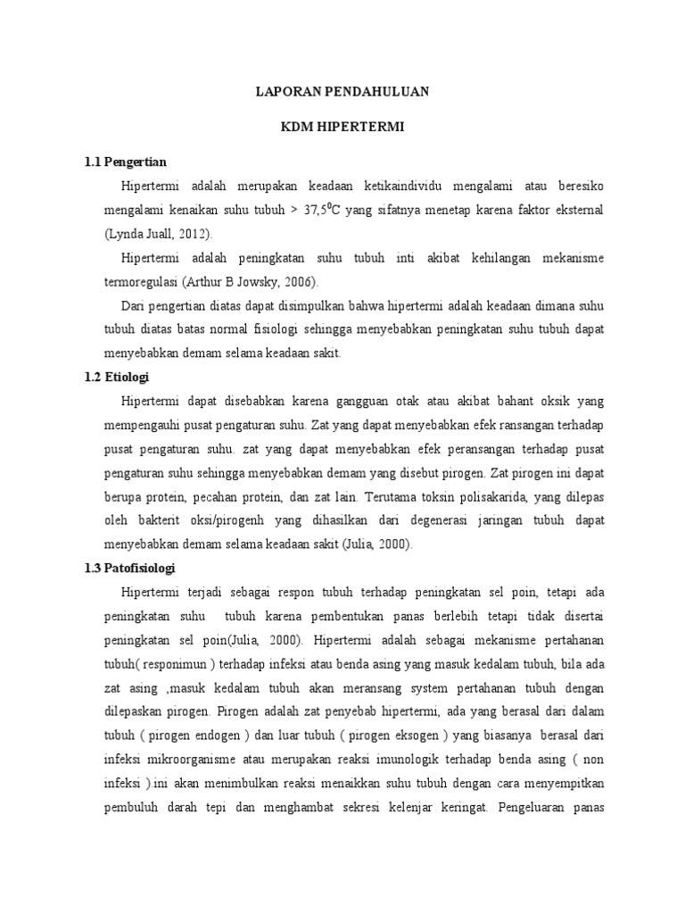 KDM Hipertermi: Etiologi dan Penatalaksanaan | PDF