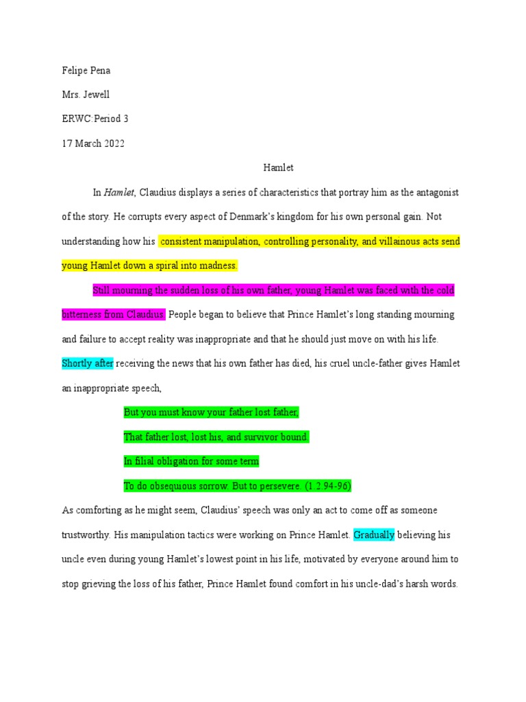 Final Typed Draft 1 | PDF | Hamlet