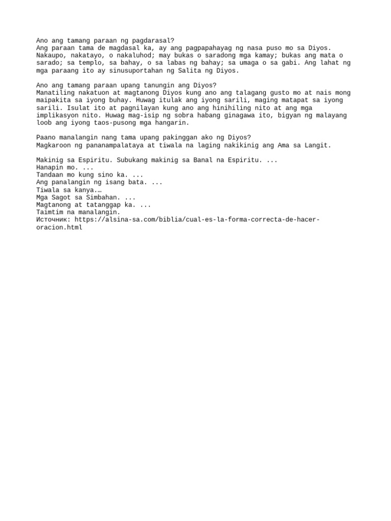 Tamang Paraan NG Pagdarasal | PDF