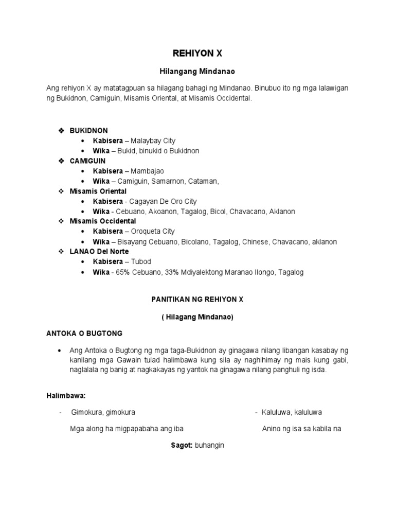 Rehiyon X | PDF