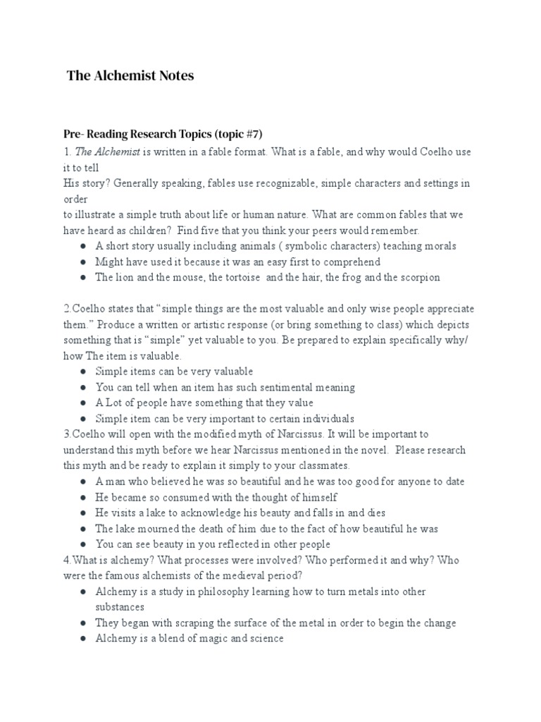 The Alchemist Study Notes and Insights | PDF | God | Alchemy