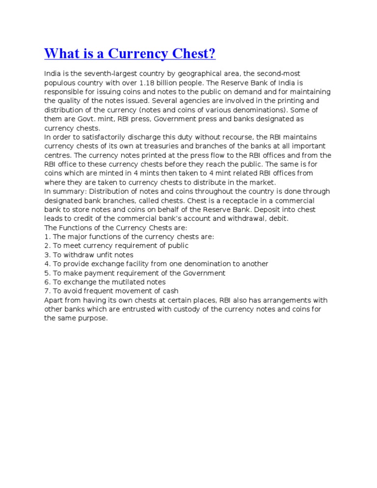 What Is A Currency Chest | PDF